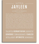 Jayleen Personalized Name Meaning Art Prints – Name Stories