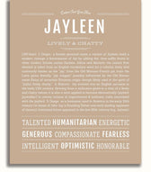 Jayleen Personalized Name Meaning Art Prints – Name Stories