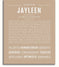 Jayleen Personalized Name Meaning Art Prints – Name Stories