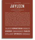 Jayleen Personalized Name Meaning Art Prints – Name Stories