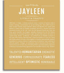 Jayleen Personalized Name Meaning Art Prints – Name Stories