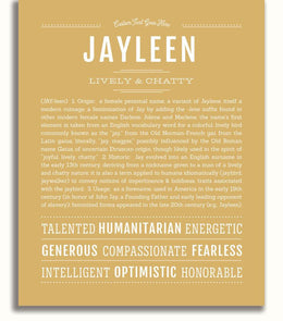 Jayleen Personalized Name Meaning Art Prints – Name Stories