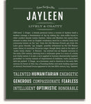 Jayleen Personalized Name Meaning Art Prints – Name Stories