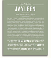 Jayleen Personalized Name Meaning Art Prints – Name Stories