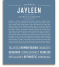 Jayleen Personalized Name Meaning Art Prints – Name Stories