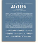 Jayleen Personalized Name Meaning Art Prints – Name Stories