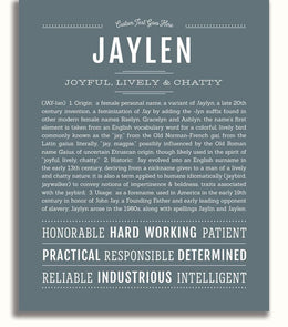 Jaylen (female) | Name Art Print – Name Stories