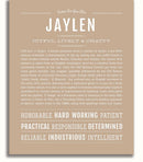 Jaylen (female) | Name Art Print – Name Stories