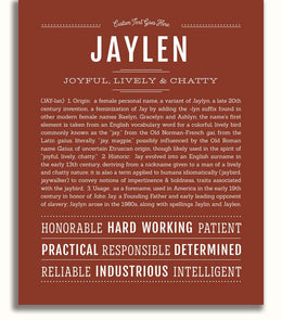 Jaylen (female) | Name Art Print – Name Stories