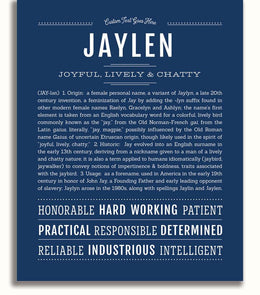 Jaylen (female) | Name Art Print – Name Stories