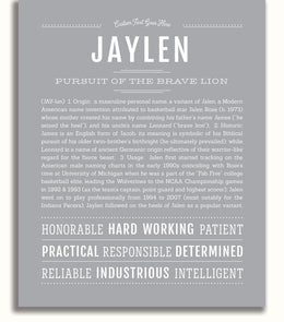 Jaylen (male) | Name Art Print – Name Stories