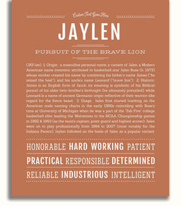 Jaylen Personalized Name Meaning Art Prints – Name Stories