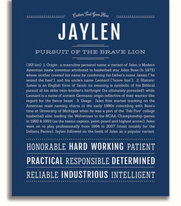 Jaylen (male) | Name Art Print – Name Stories