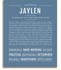 Jaylen Personalized Name Meaning Art Prints – Name Stories