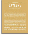 Jaylene Personalized Name Meaning Art Prints – Name Stories
