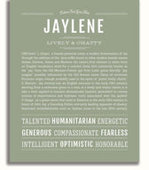 Jaylene Personalized Name Meaning Art Prints – Name Stories