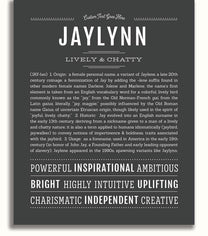 Jaylynn Personalized Name Meaning Art Prints – Name Stories