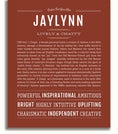 Jaylynn Personalized Name Meaning Art Prints – Name Stories