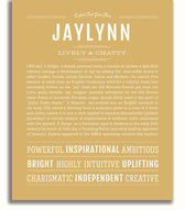 Jaylynn Personalized Name Meaning Art Prints – Name Stories