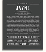 Jayne | Name Art Print – Name Stories