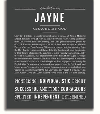 Jayne | Name Art Print – Name Stories