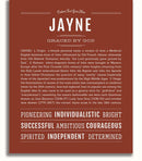 Jayne | Name Art Print – Name Stories