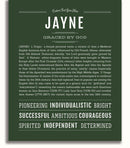 Jayne | Name Art Print – Name Stories