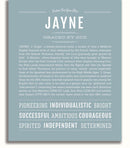Jayne Personalized Name Meaning Art Prints – Name Stories