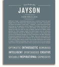 Jayson Personalized Name Meaning Art Prints – Name Stories