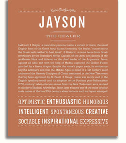Jayson Personalized Name Meaning Art Prints – Name Stories