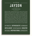 Jayson Personalized Name Meaning Art Prints – Name Stories