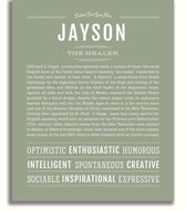 Jayson Personalized Name Meaning Art Prints – Name Stories