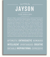 Jayson Personalized Name Meaning Art Prints – Name Stories