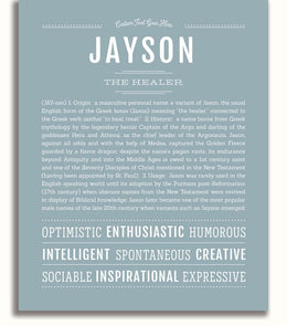 Jayson Personalized Name Meaning Art Prints – Name Stories