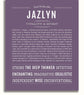 Jazlyn Personalized Name Meaning Art Prints – Name Stories