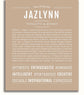 Jazlynn Personalized Name Meaning Art Prints – Name Stories