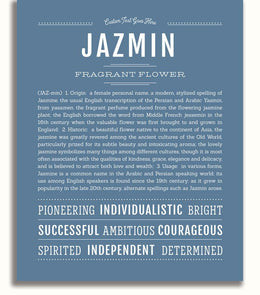 Jazmin Personalized Name Meaning Art Prints – Name Stories