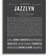 Jazzlyn Personalized Name Meaning Art Prints – Name Stories
