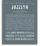 Jazzlyn Personalized Name Meaning Art Prints – Name Stories