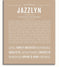 Jazzlyn Personalized Name Meaning Art Prints – Name Stories