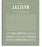 Jazzlyn Personalized Name Meaning Art Prints – Name Stories