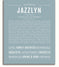 Jazzlyn Personalized Name Meaning Art Prints – Name Stories