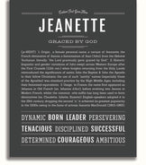 Jeanette Personalized Name Meaning Art Prints – Name Stories