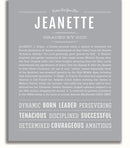 Jeanette Personalized Name Meaning Art Prints – Name Stories