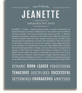Jeanette Personalized Name Meaning Art Prints – Name Stories