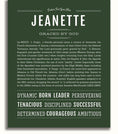 Jeanette Personalized Name Meaning Art Prints – Name Stories