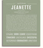 Jeanette Personalized Name Meaning Art Prints – Name Stories