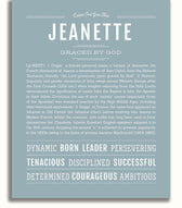 Jeanette Personalized Name Meaning Art Prints – Name Stories