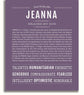 Jeanna Personalized Name Meaning Art Prints – Name Stories