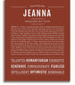 Jeanna Personalized Name Meaning Art Prints – Name Stories